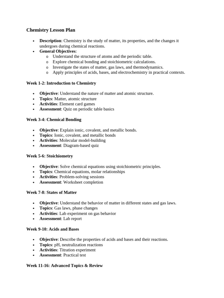 Chemistry Lesson Plan | PDF