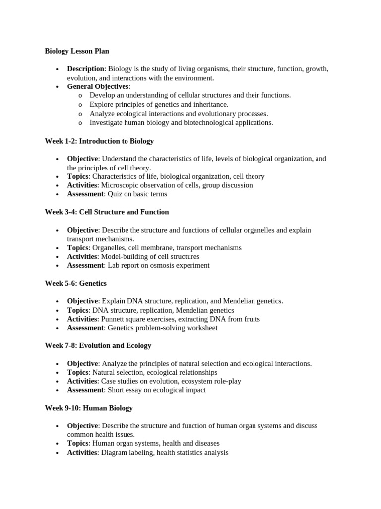 Biology Lesson Plan | PDF