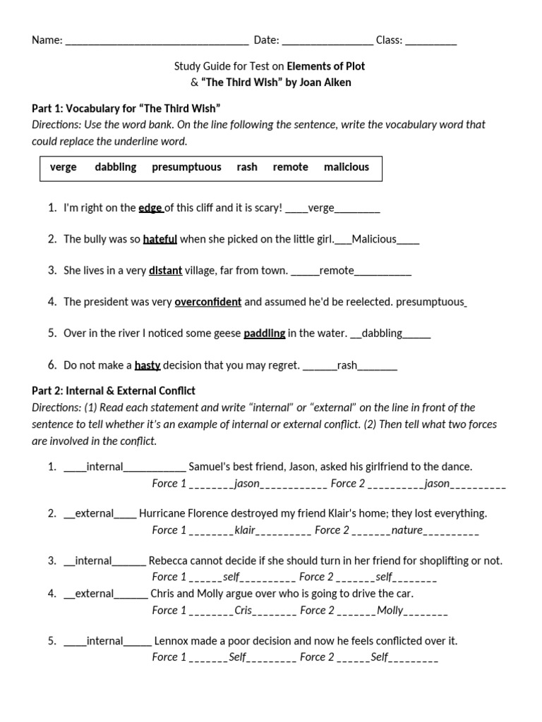 Thomas Bozard - The - Third - Wish - Study - Guide Thomas | PDF