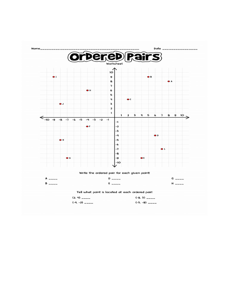 Coordinate Plane Ordered Pairs Worksheets 217827 Png Pdf