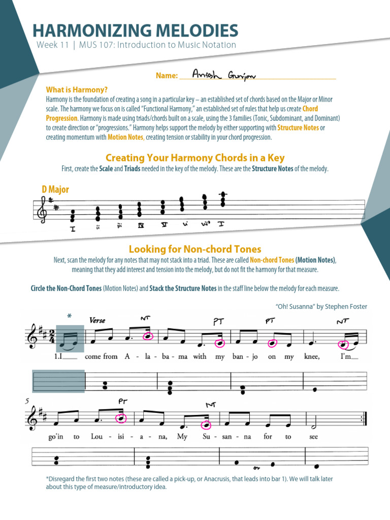 +week+11 Harmonizing+Melodies | PDF | Harmony | Chord (Music)
