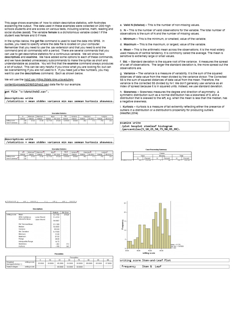 3.-Descriptive-statistics-_-SPSS-Annotated-Output-in | PDF | Skewness ... 3.-Descriptive-statistics-_-SPSS-Annotated-Output-in | PDF | Skewness ...