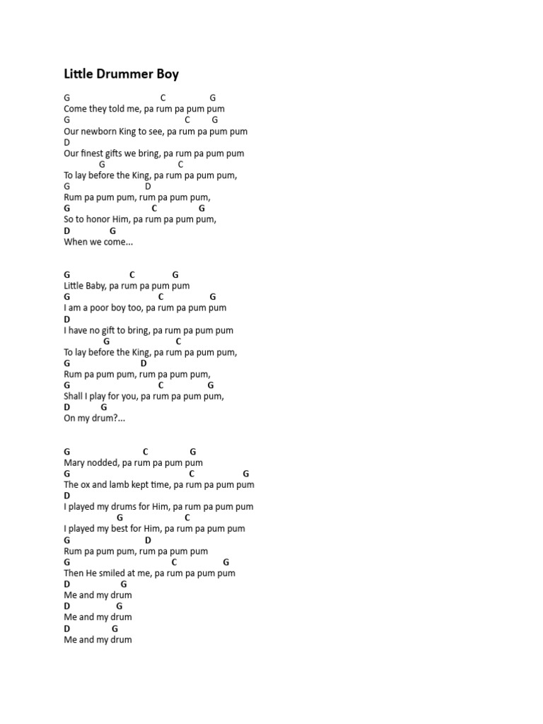 Little Drummer Boy Lyrics and Chords | PDF