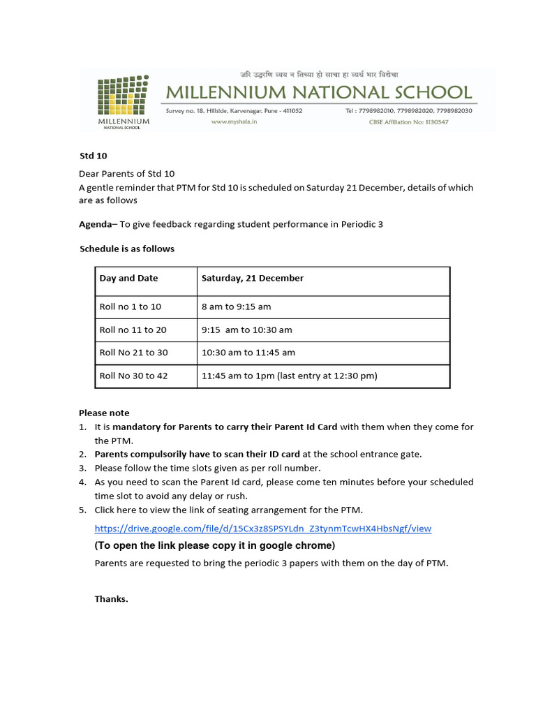 STD 10 PTM Circular - 21 December 20242 | PDF