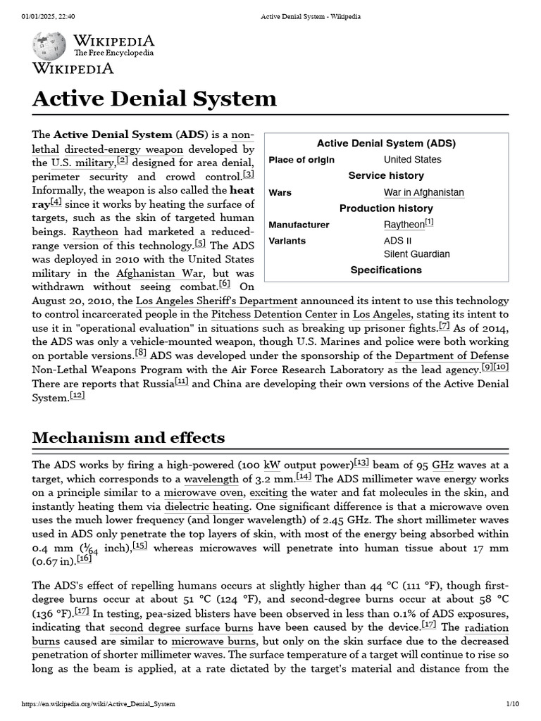 Active Denial System - Wikipedia | PDF