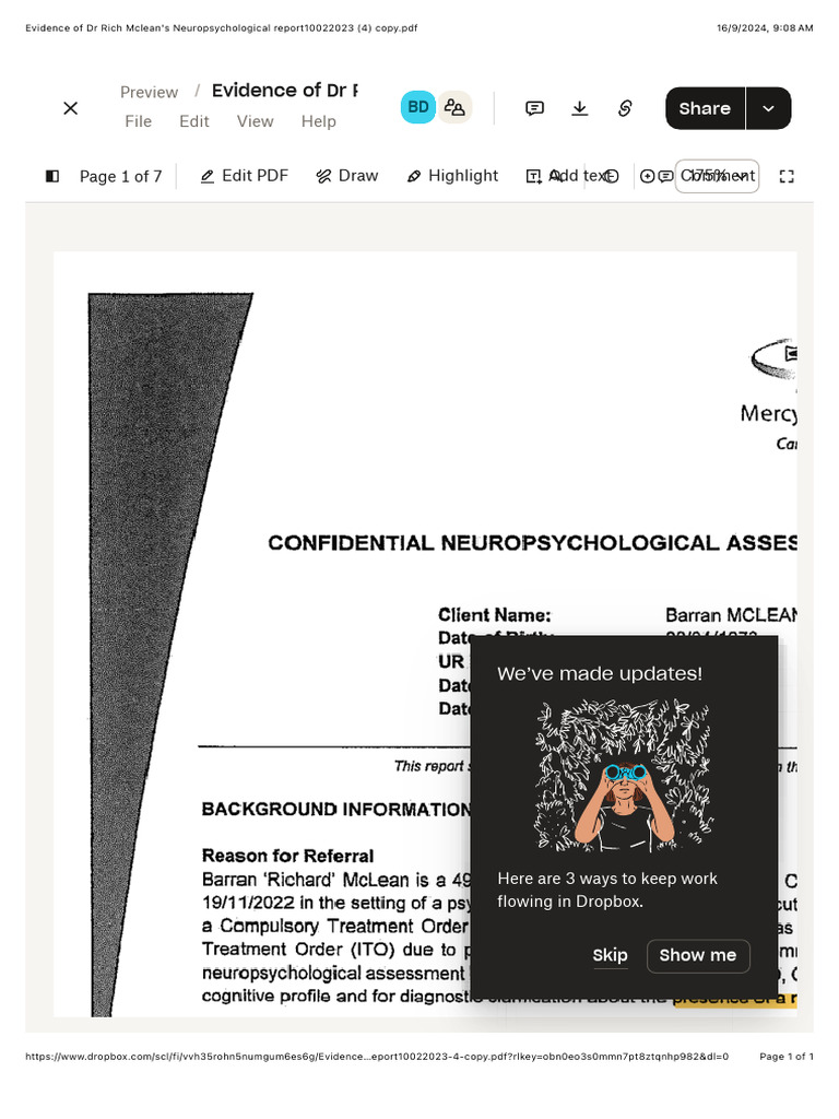 Evidence of Dr Rich Mclean's Neuropsychological Report10022023 (4) Copy ...