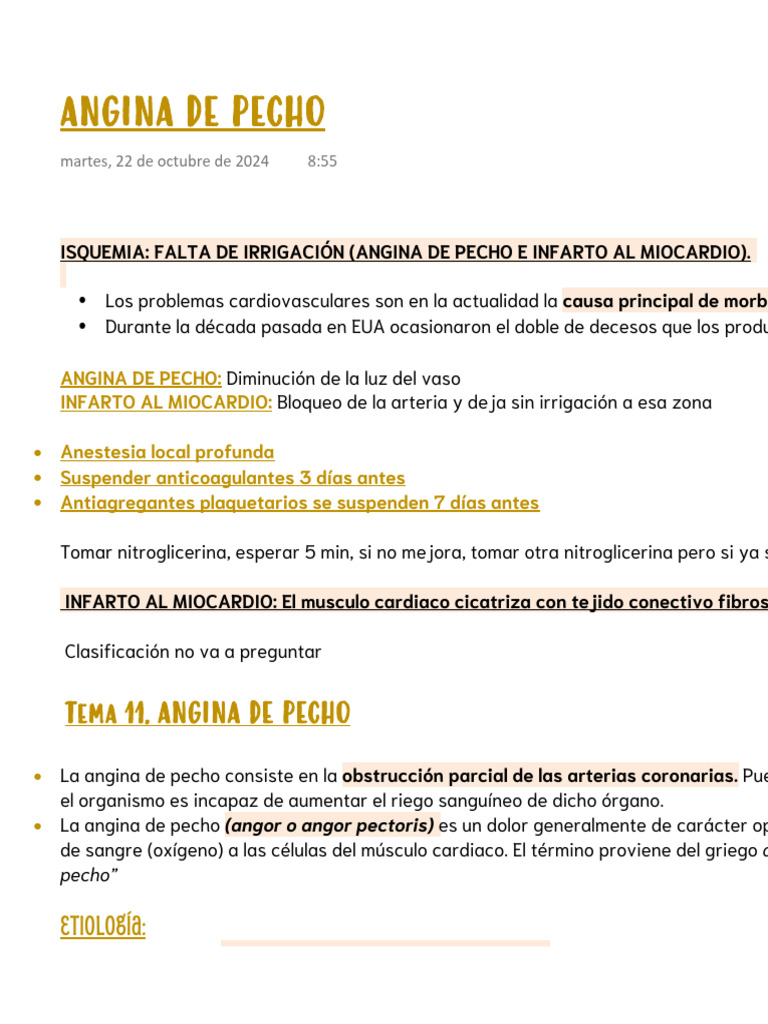 Angina de Pecho: Diagnóstico y Manejo | PDF | Infarto de miocardio ...