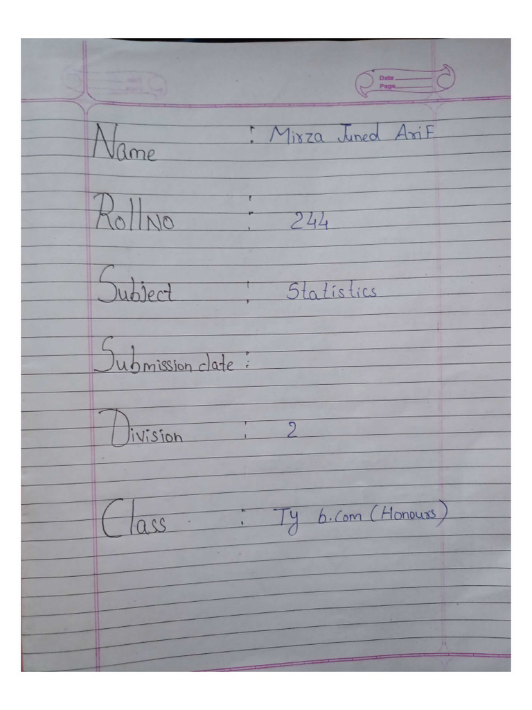 Statistics Assignment Pdf
