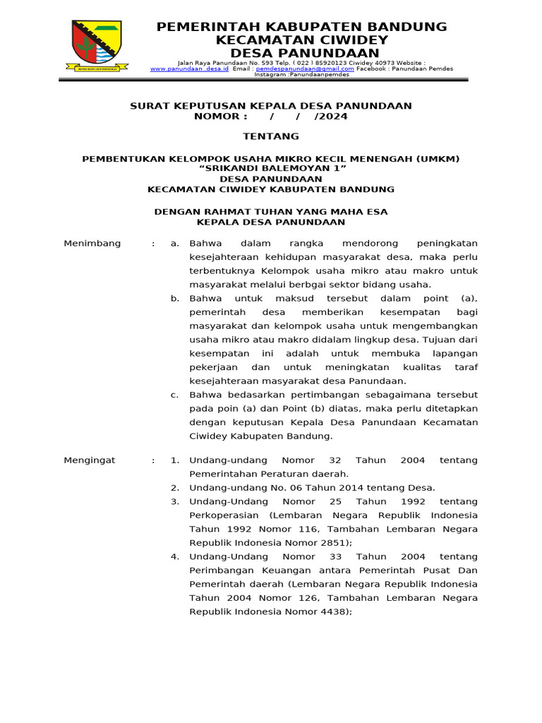 SK Kelompok Umkm | PDF