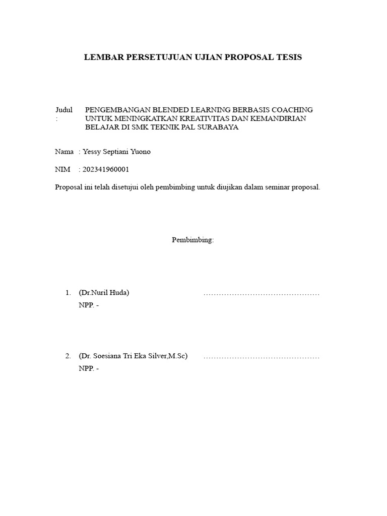 Lembar Persetujuan Ujian Proposal | PDF