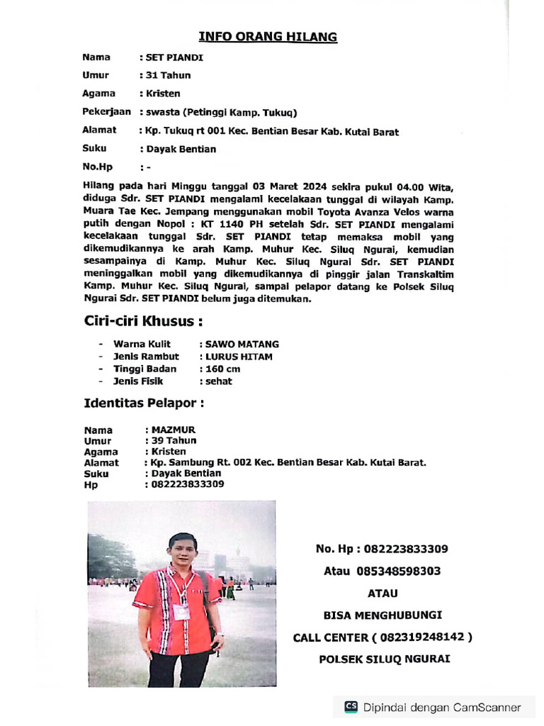 Info Orang Hilang | PDF