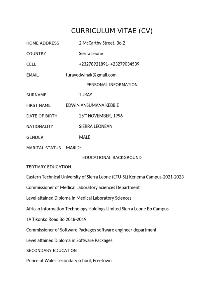 Curriculum Vitae (CV) | PDF