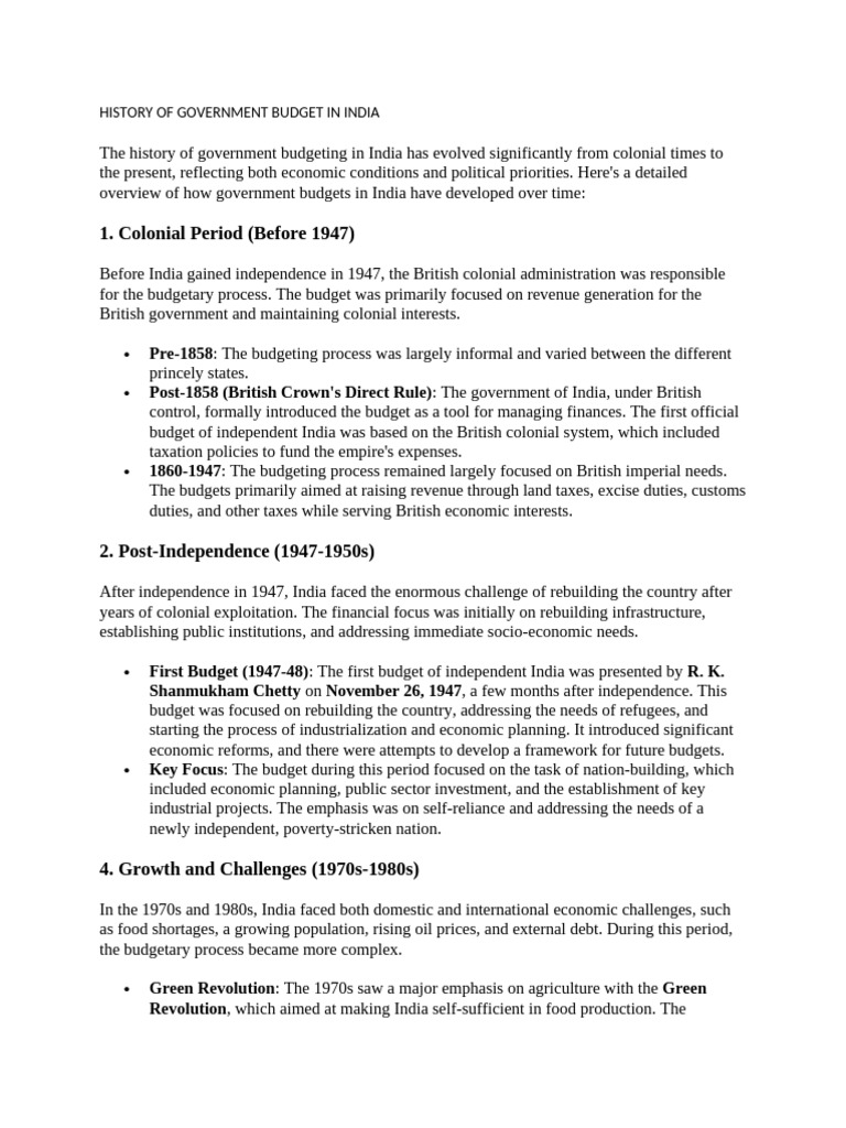 Evolution of India's Government Budget | PDF | Fiscal Policy | Taxes