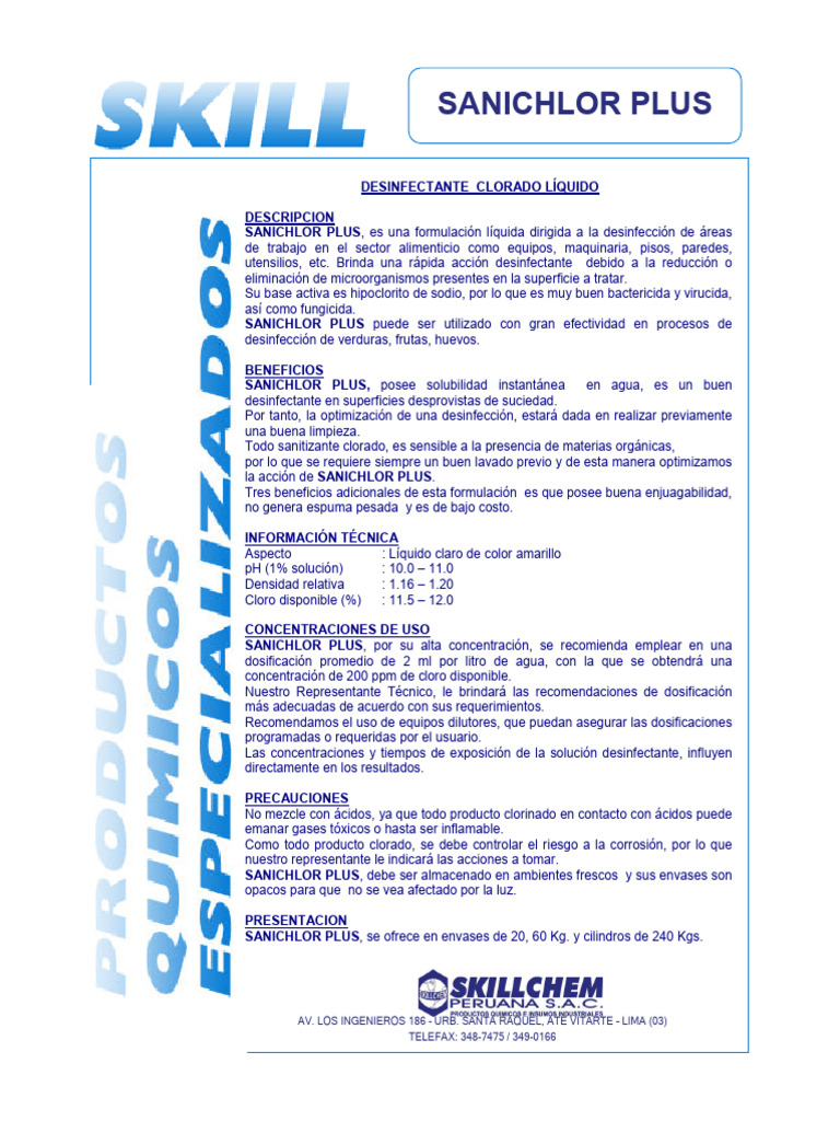HTM Sanichlor Plus (2) | PDF | Agua | Química