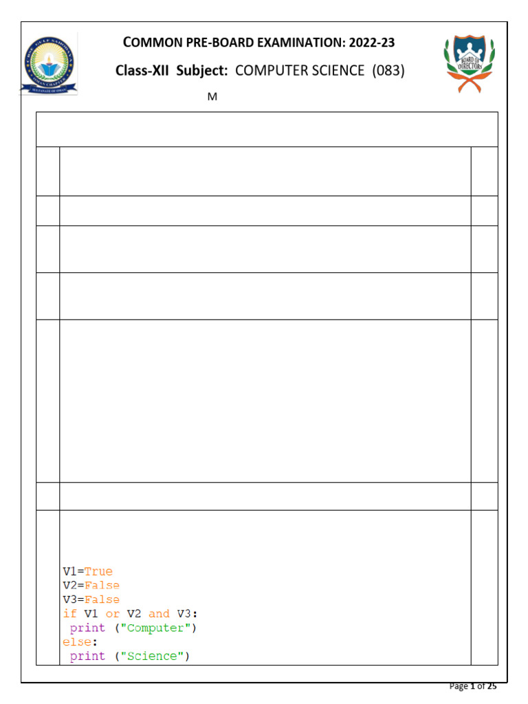 9.Compt Sc Ms Class Xii Isg Cpbe 2023 | PDF | Table (Database) | Software Engineering