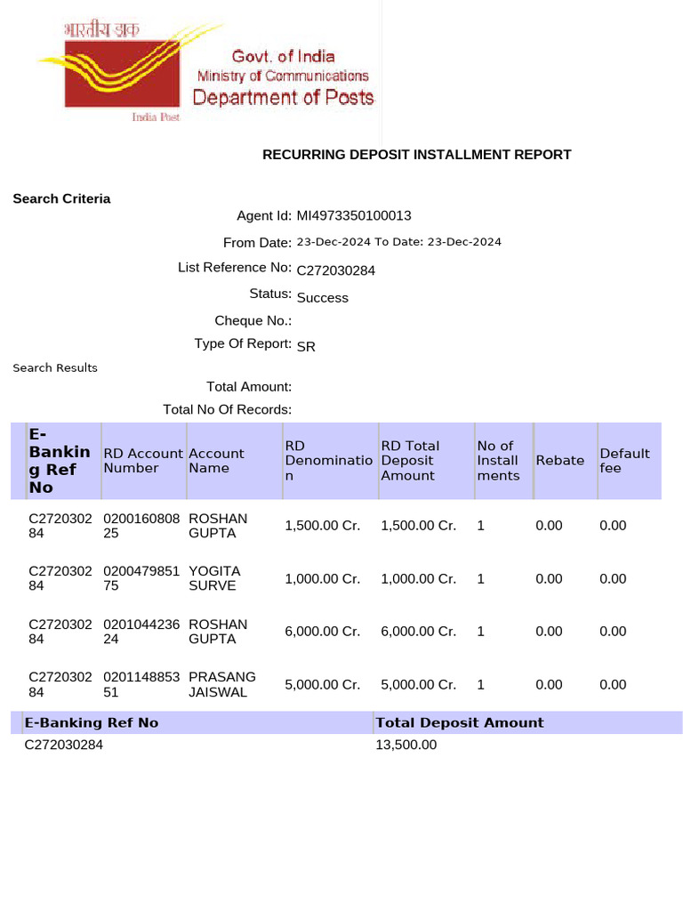 Recurring Deposit Installment Summary | PDF | Financial Services