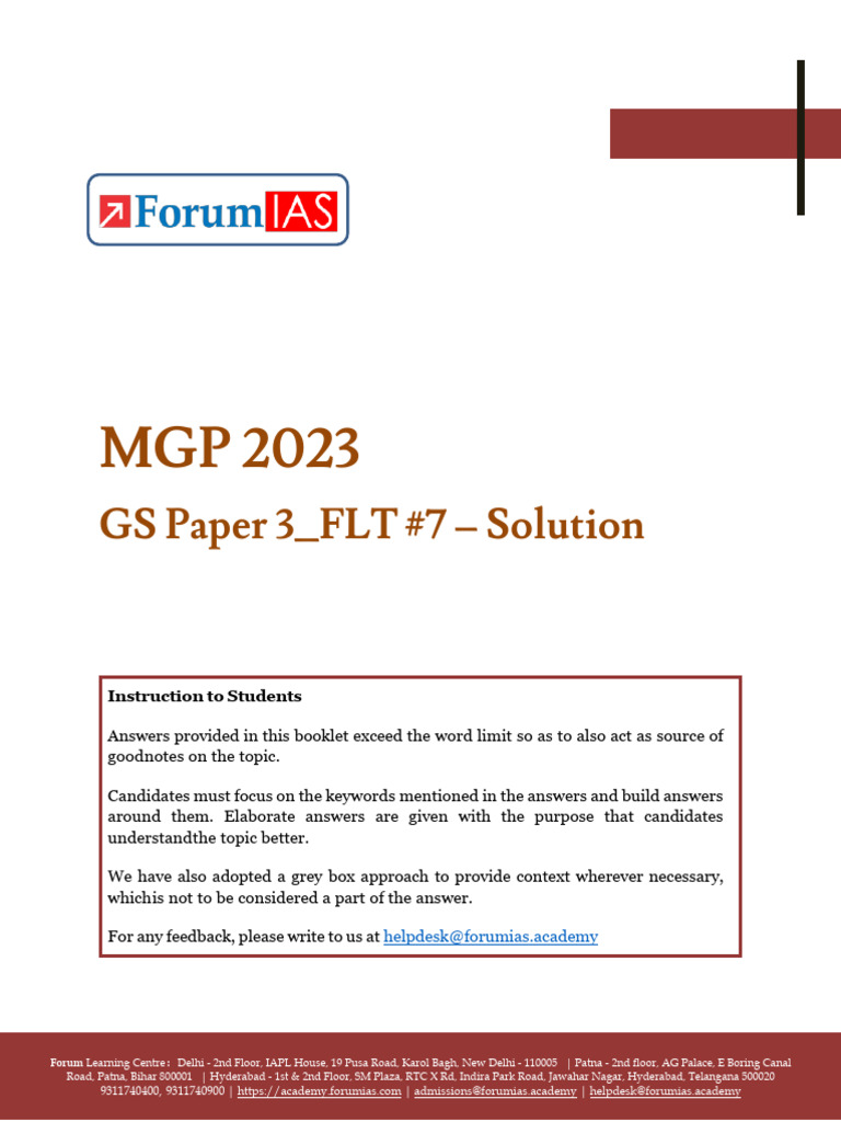 MGP 2023 Gs Paper 3 FLT 7 Sol Eng | PDF | Nuclear Power | Nuclear Fission