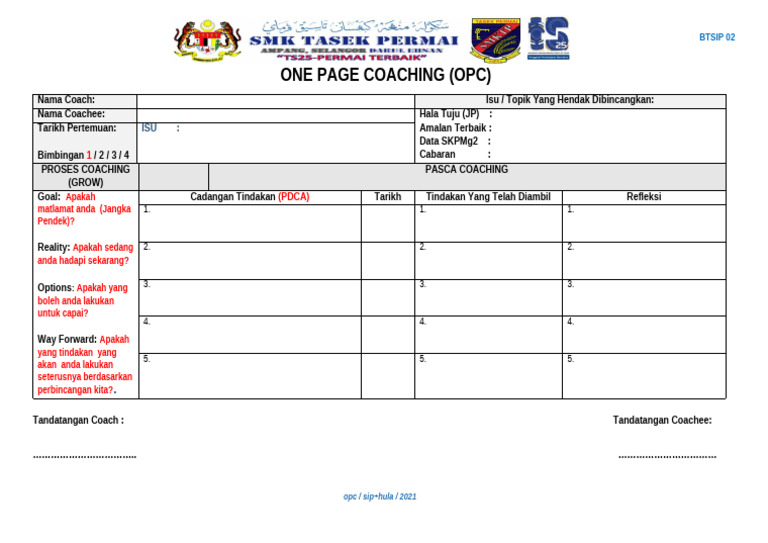 Borang Opc Smktp | PDF