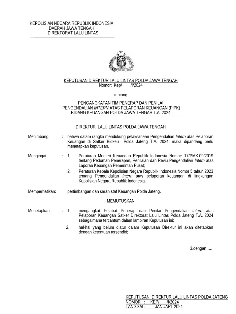 Kep Pipk 2024 Lantas | PDF