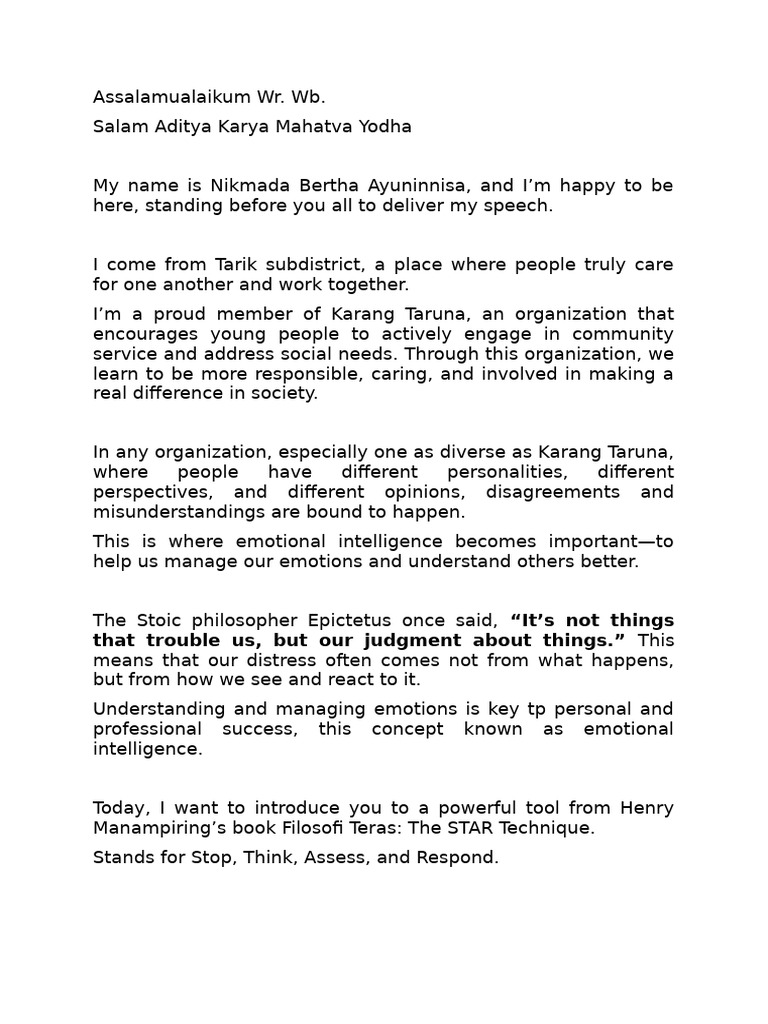 speech - draft akhir | PDF | Thought | Psychology