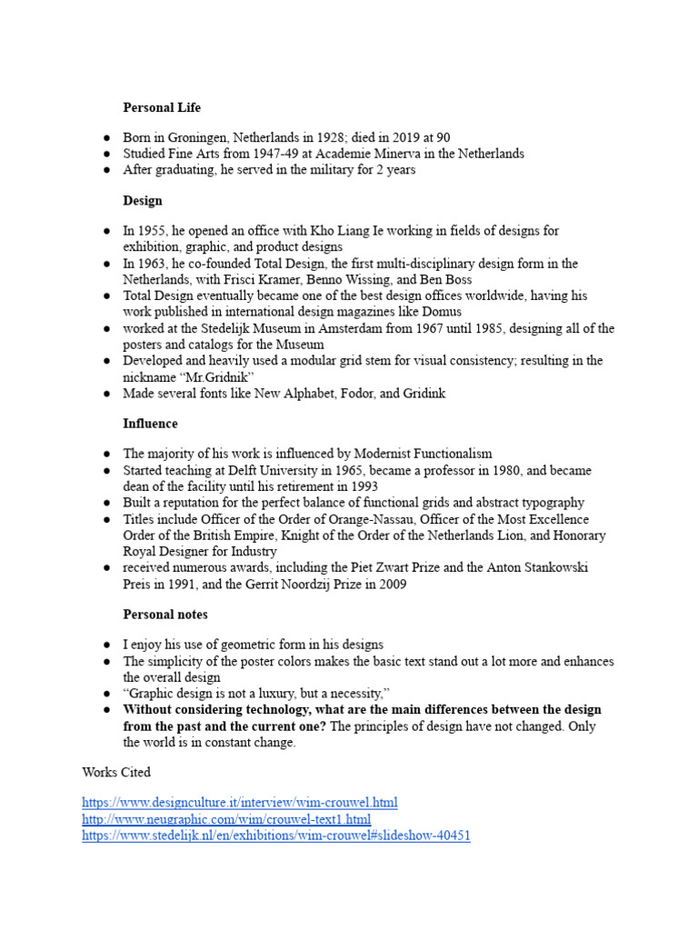 Wim Crowwel Information | PDF