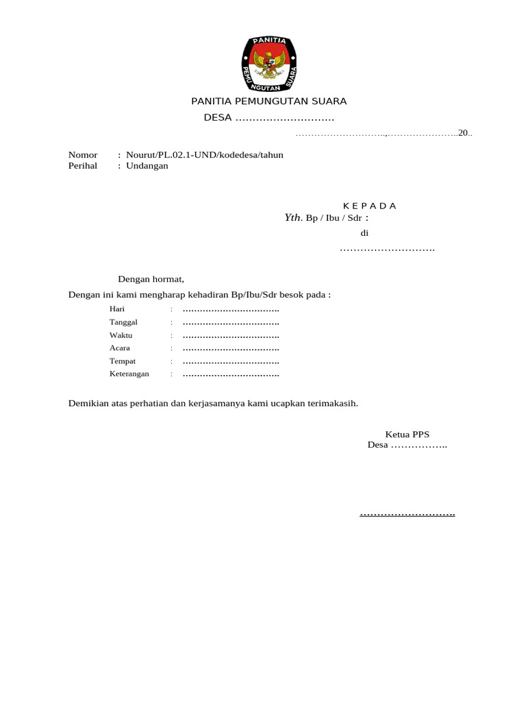 Undangan Besar PPS PILKADA 2024 | PDF