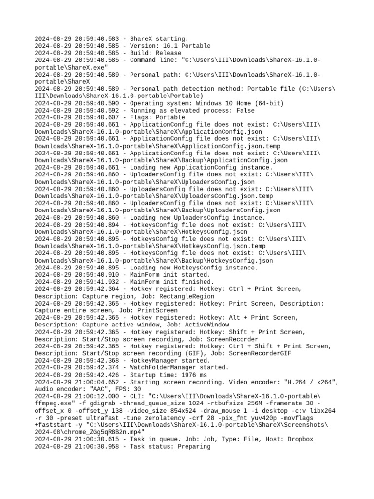 ShareX-Log-2024-08 | PDF | Keyboard Shortcut | Computer File