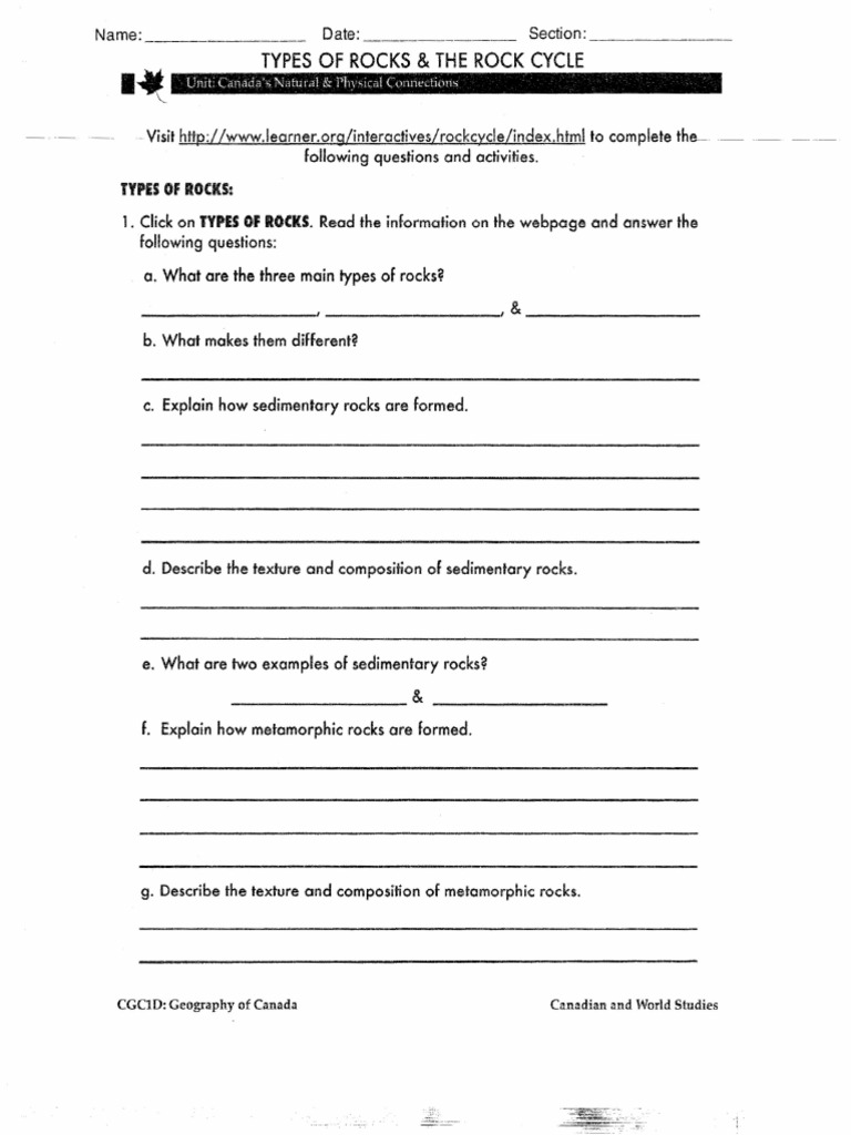Types of Rock Interactive Onlince Activity | PDF | Rock (Geology ...