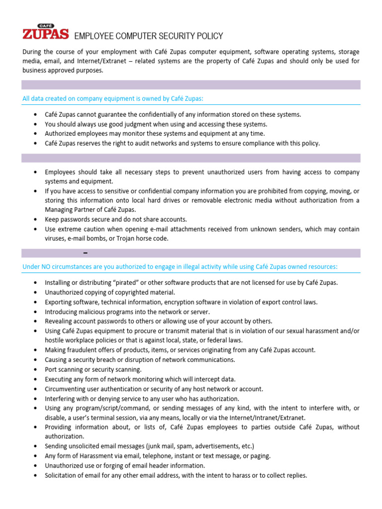 Employee Computer Security Policy | PDF | Email Spam | Security