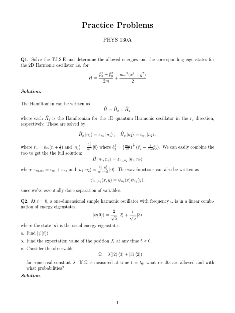 Quantum Mechanics Solutions | PDF | Physics | Theoretical Physics