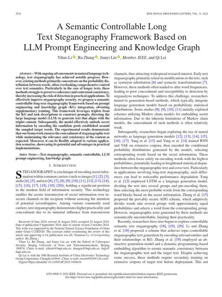 A Semantic Controllable Long Text Steganography Framework Based On LLM Prompt Engineering and ...