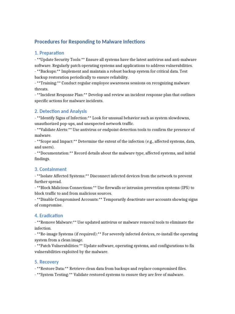 No.26_Procedures for Malware Infections | PDF | Malware | Antivirus ...