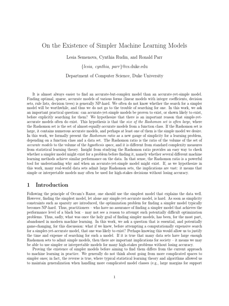 On The Existence of Simpler Machine Learning Models | PDF | Support ...