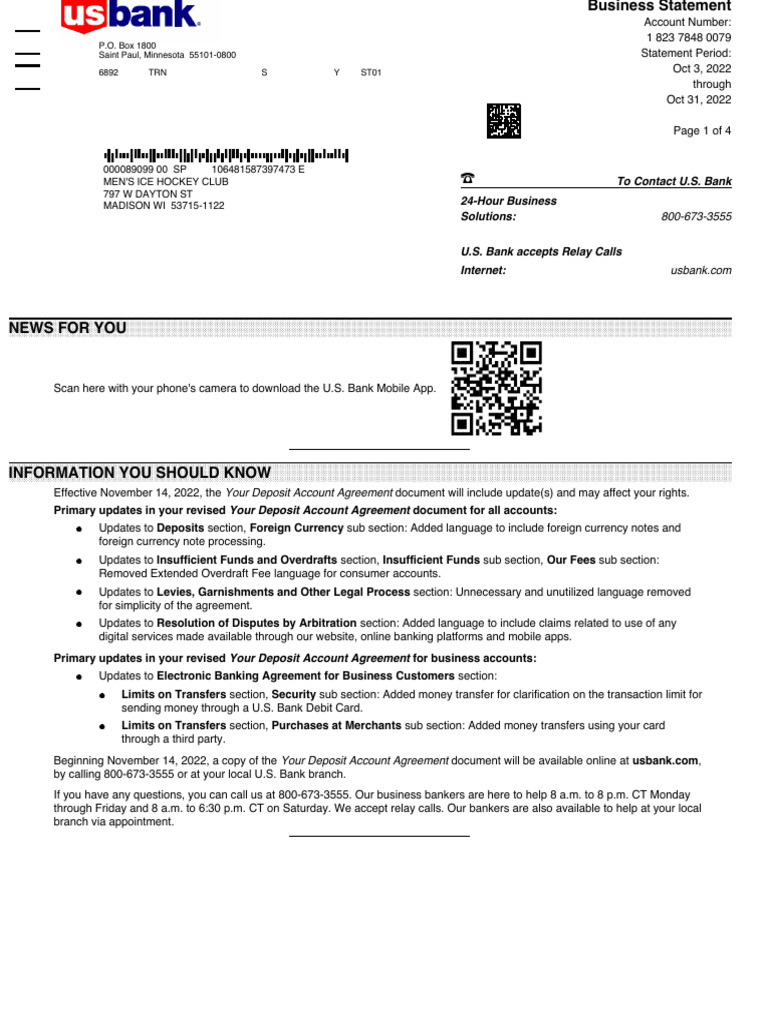 2022-10-31 Statement - USB Badgers Club Hockey 0079 | PDF | Debit Card ...