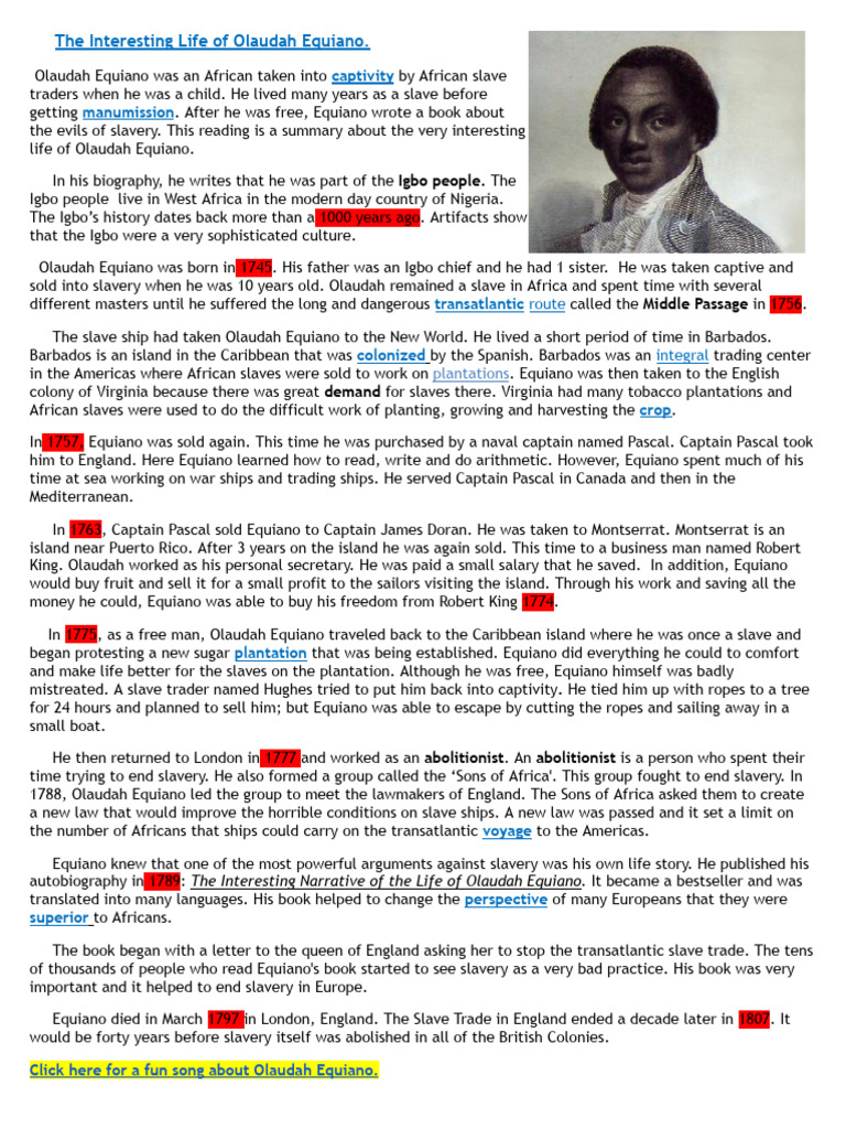 An Interesting Life PDF | PDF | Olaudah Equiano | Atlantic Slave Trade