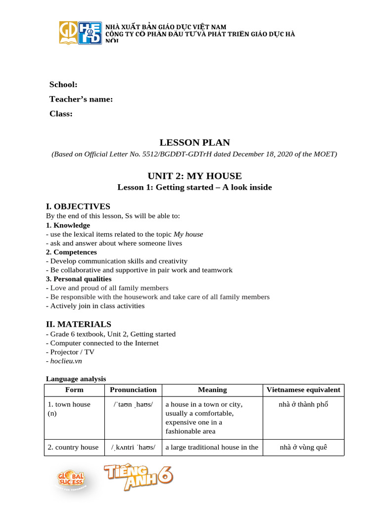 TA6_Unit 2 | PDF | Vocabulary | Question