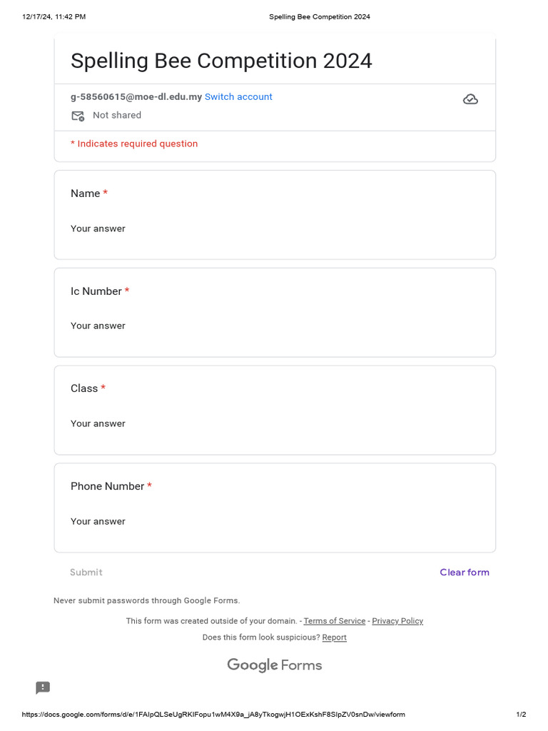 Spelling Bee Competition 2024 | PDF