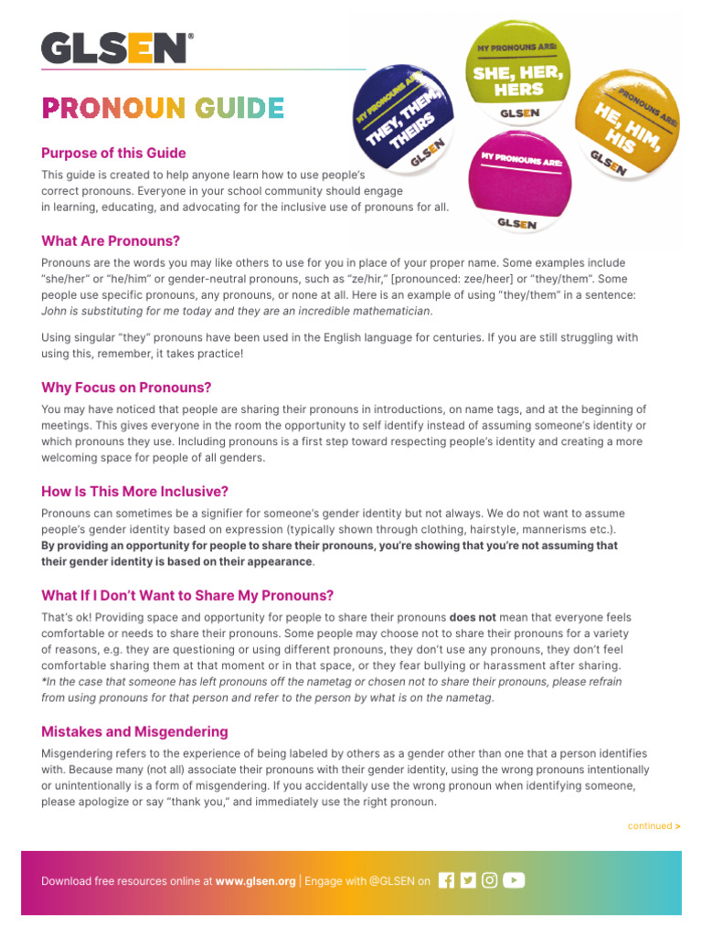 GLSEN PronounsResource 2020 Final | PDF | Gender | Gender Studies