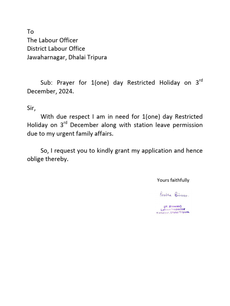 Restricted Holiday | PDF