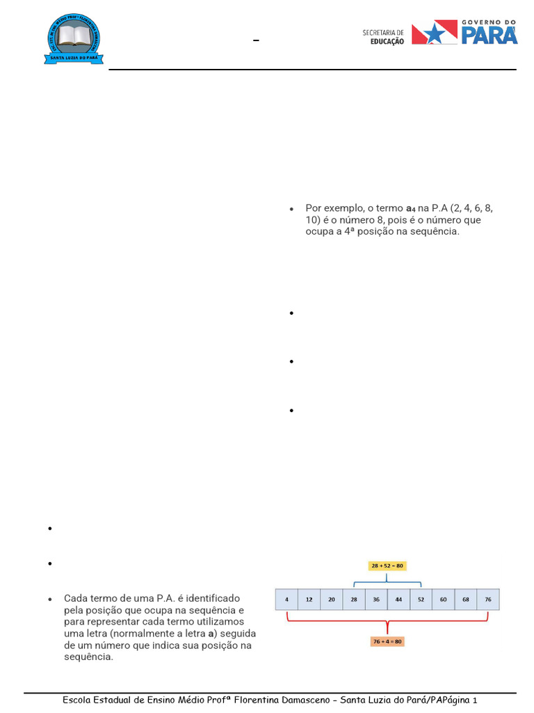 Progressão Aritmética | PDF | Sequência | Conceitos matemáticos