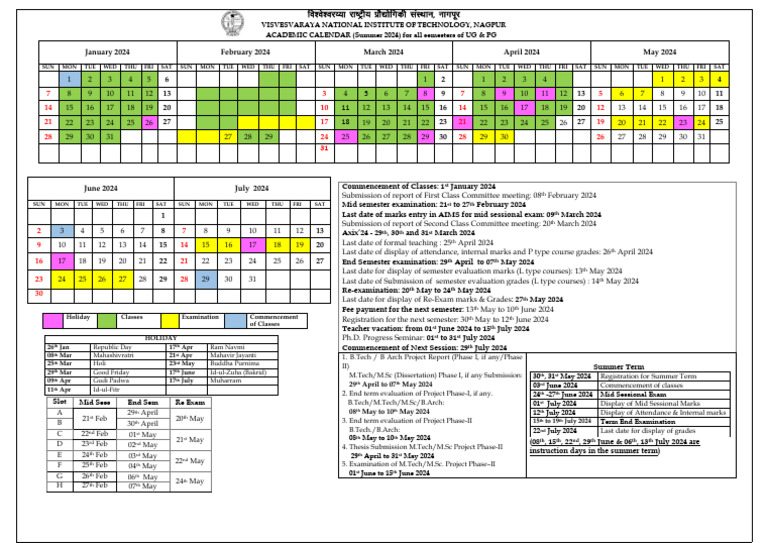 VNIT academic calendar | PDF | Vocational Education | Academia