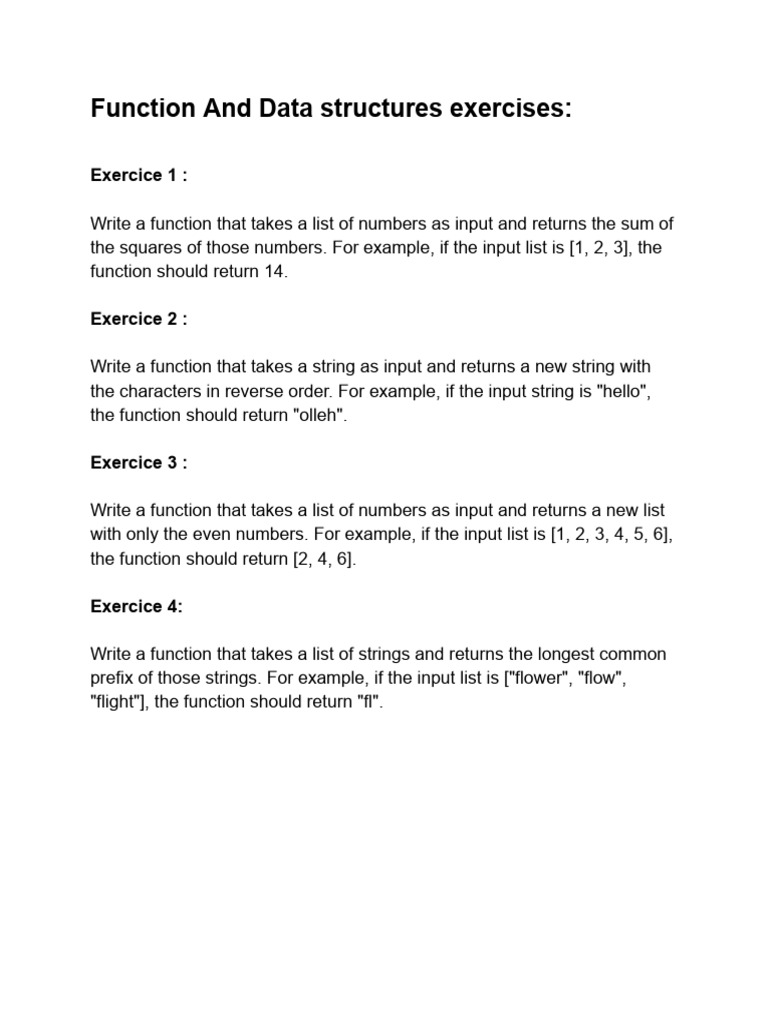 Python Functions and Datastructures Exercices | PDF