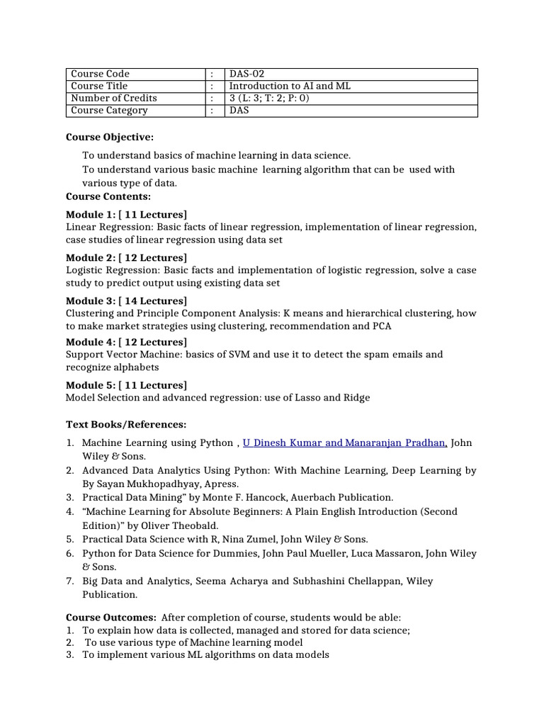 Data Science-DSA-02-Introduction To AI and ML | PDF