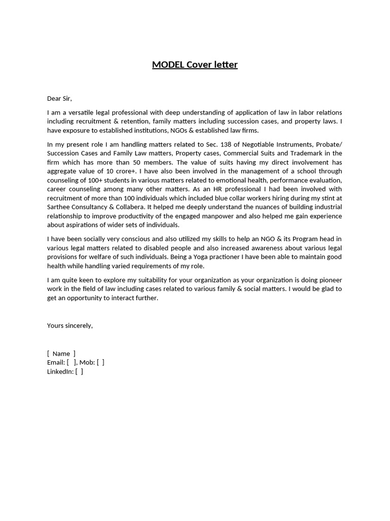 MODEL Cover Letter | PDF