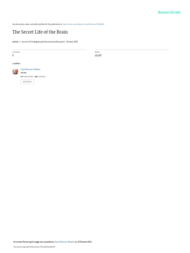 The Secret Life of the Brain | PDF | Neuroscience | Brain