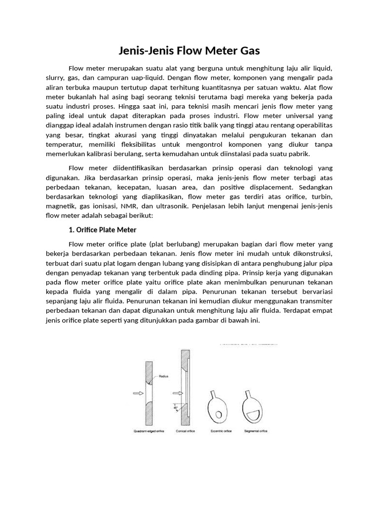 Jenis-Jenis Flow Meter Gas | PDF