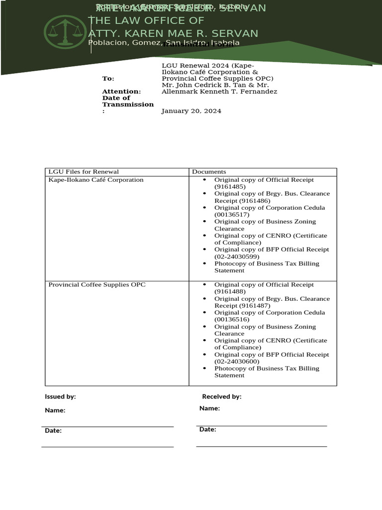 Transmittal Form | PDF