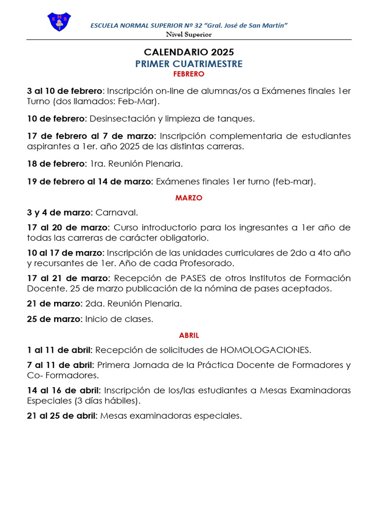 CALENDARIO 2025-Est | PDF