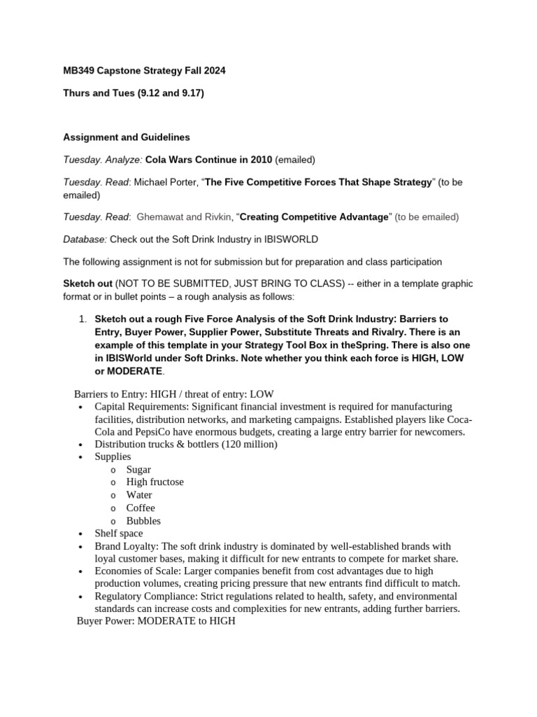 Assignment Guidelines Coca Cola Fall 2024 | PDF | Coca Cola | Pepsi