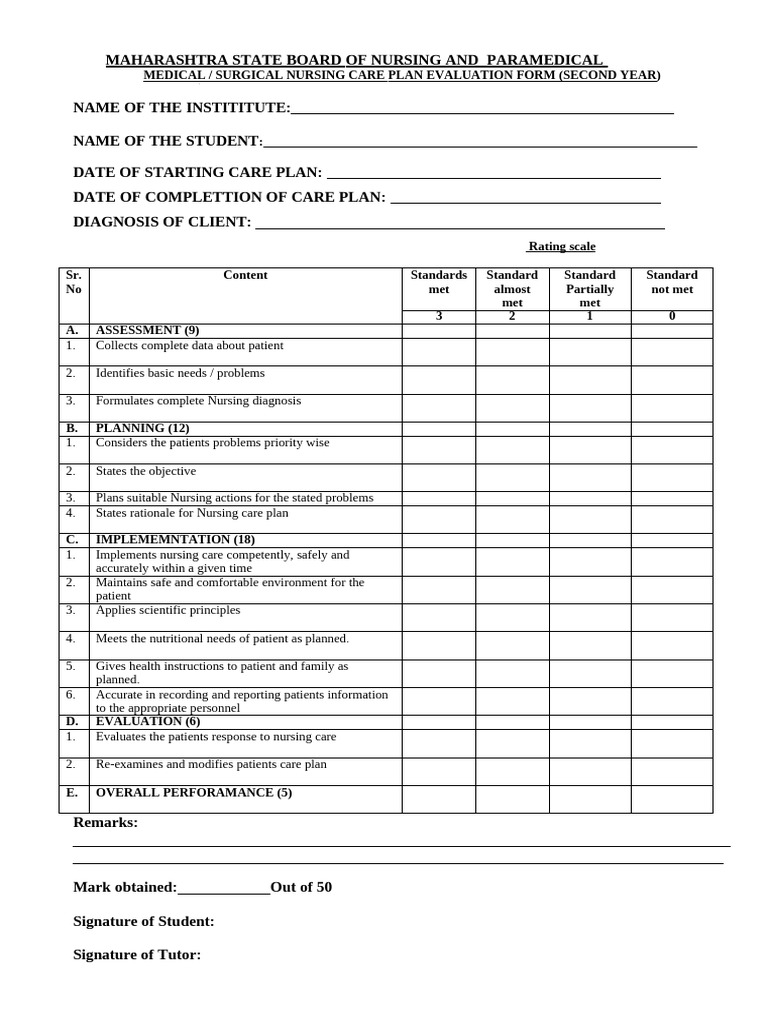 Evaluation Format Final Pdf Medicine Nursing